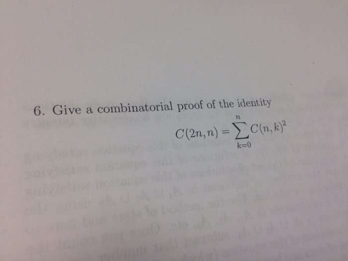 Solved Give a combinatorial proof of the identity C(2n, n) | Chegg.com