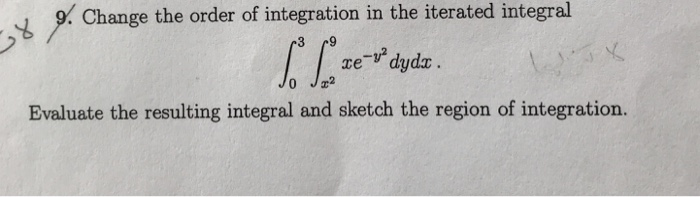 Solved 9. Change the order of integration in the iterated | Chegg.com
