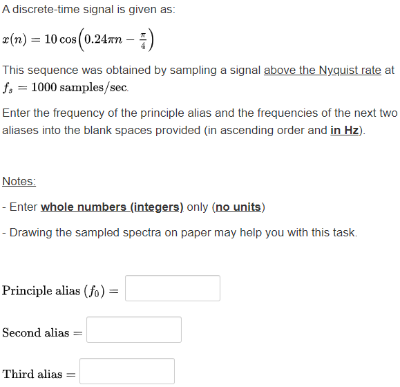 Solved A discrete-time signal is given as: x(n) = 10 cos | Chegg.com