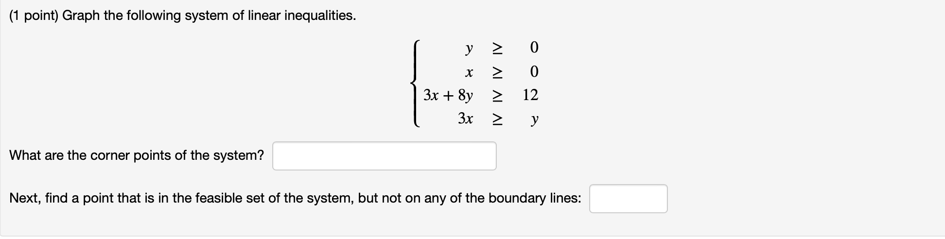 (1 point) Graph the following system of linear | Chegg.com