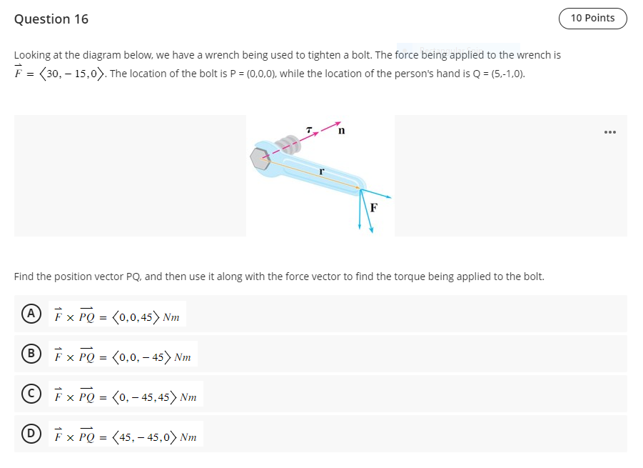Solved Looking at the diagram below, we have a wrench being | Chegg.com