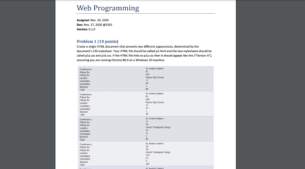 Web Programming Assigned: Nov. 20, 2020 : Due: Nov. | Chegg.com