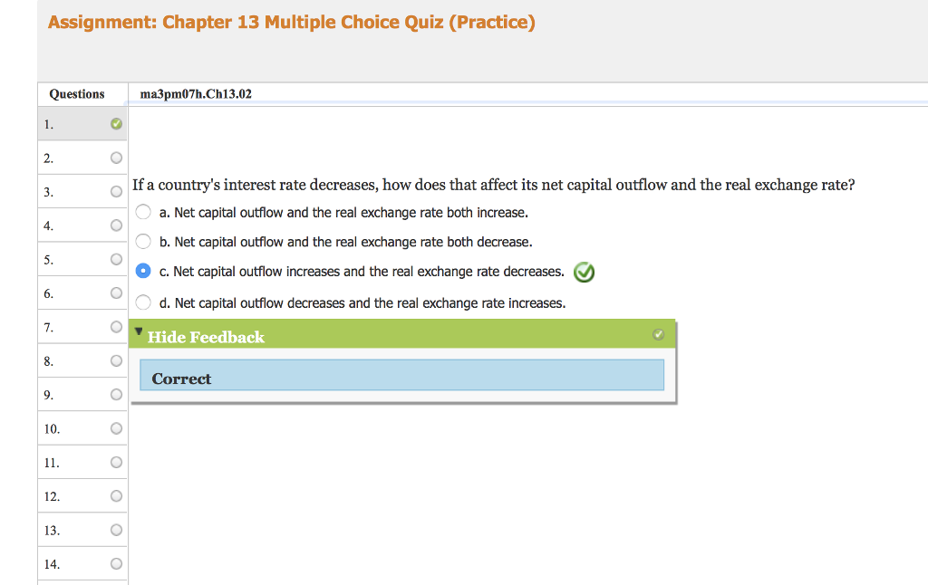 Solved Assignment: Chapter 13 Multiple Choice Quiz | Chegg.com