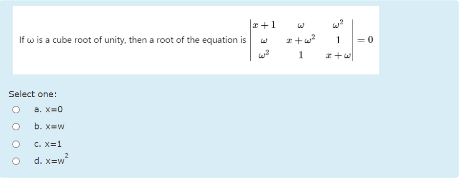 Solved If ω ﻿is a cube root of unity, then a root of the | Chegg.com