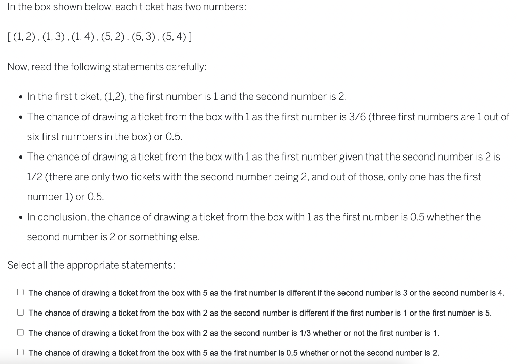Solved In the box shown below, each ticket has two numbers: | Chegg.com