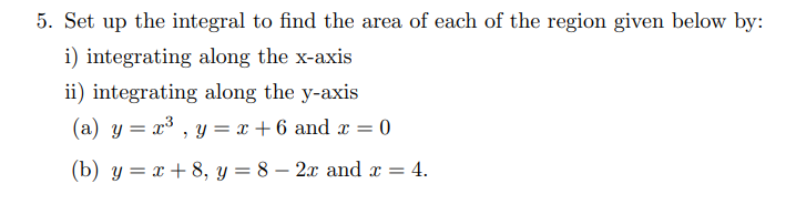Solved 5. Set up the integral to find the area of each of | Chegg.com