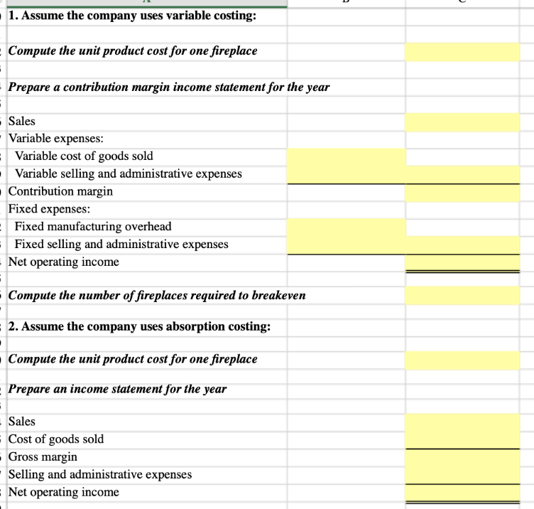 Solved Variable and Absorption Costing Excel Sign FILE HOME | Chegg.com