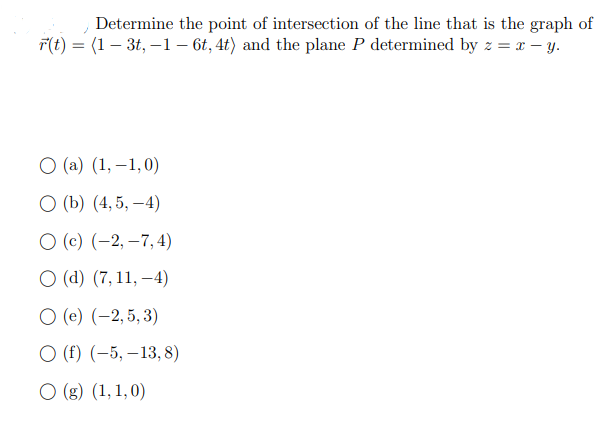 Solved Determine the point of intersection of the line that | Chegg.com