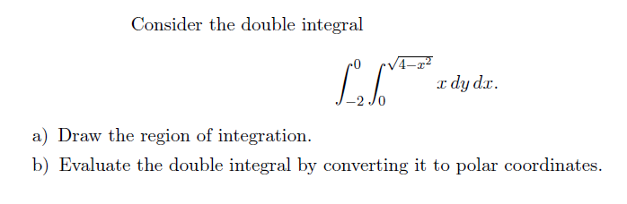 Solved Consider the double integral. Draw the region of | Chegg.com