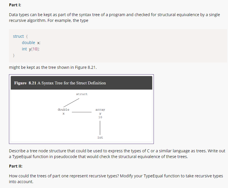 Solved Part I:Data types can be kept as part of the syntax | Chegg.com