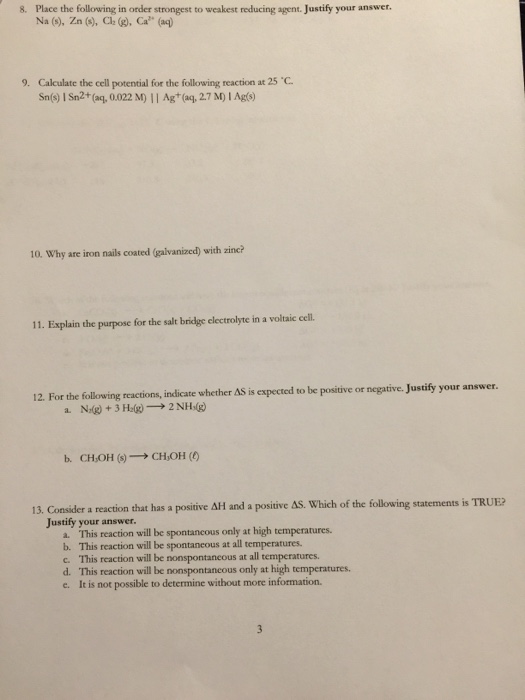 Solved Place the following in order strongest to weakest | Chegg.com