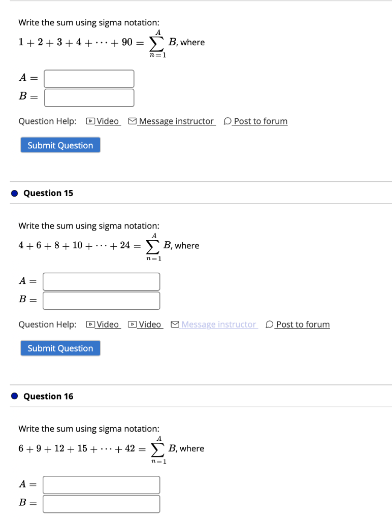 Solved Write the sum using sigma notation: 1+2+3+4 + ... +90 | Chegg.com