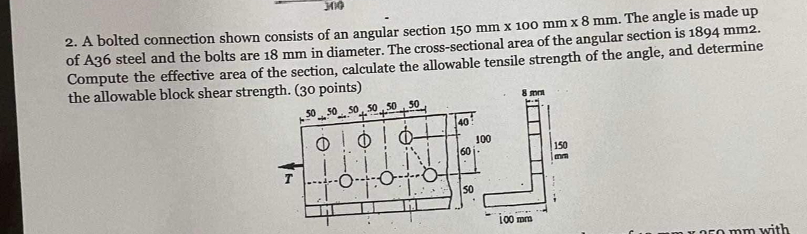 Solved A bolted connection shown consists of an angular | Chegg.com