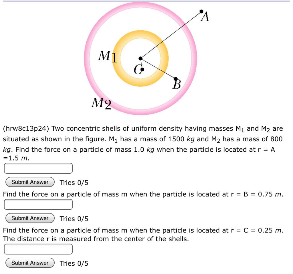 Solved A Mi B M2 (hrw8c13p24) Two concentric shells of | Chegg.com