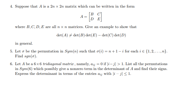 Solved 4. Suppose that A is a 2n x 2n matrix which can be | Chegg.com