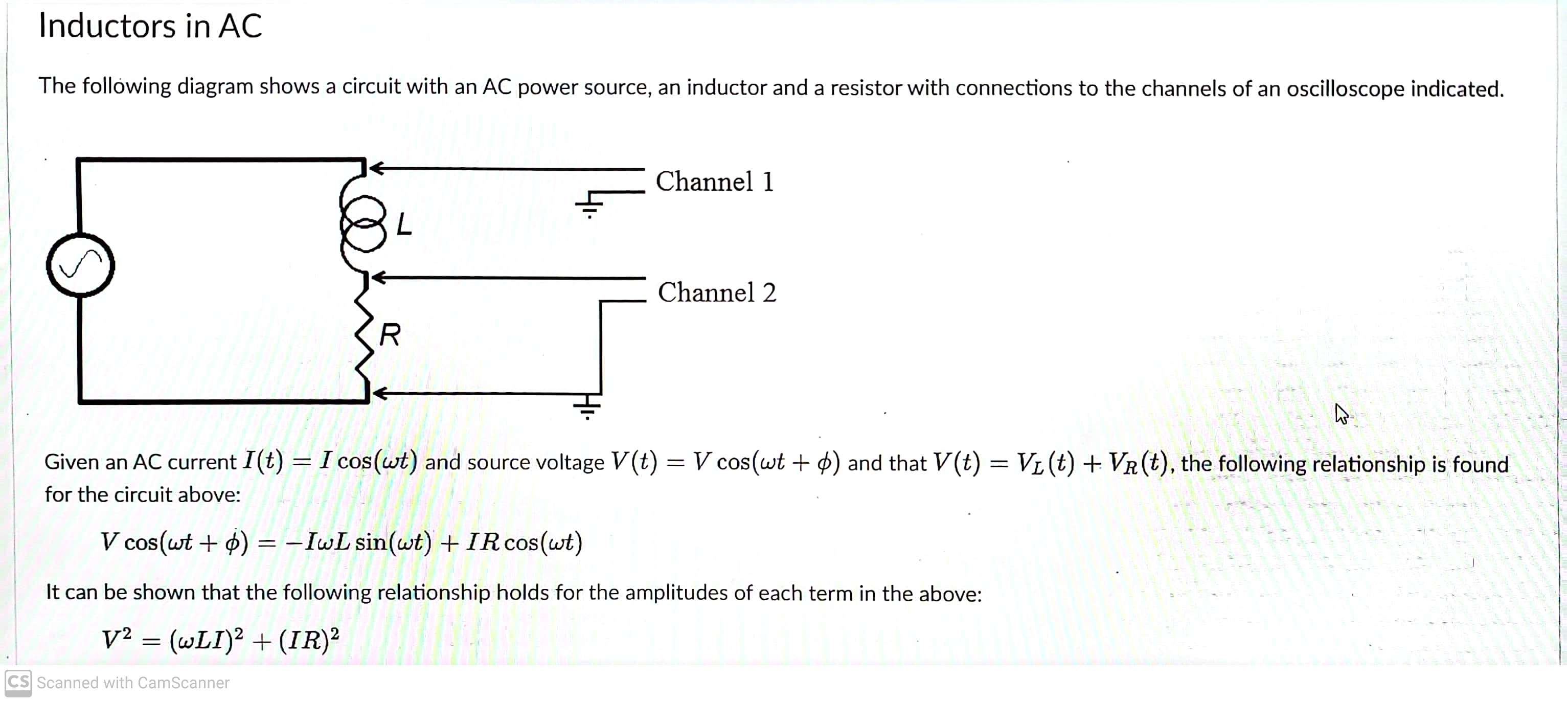 Solved Inductors in ACThe following diagram shows a circuit | Chegg.com