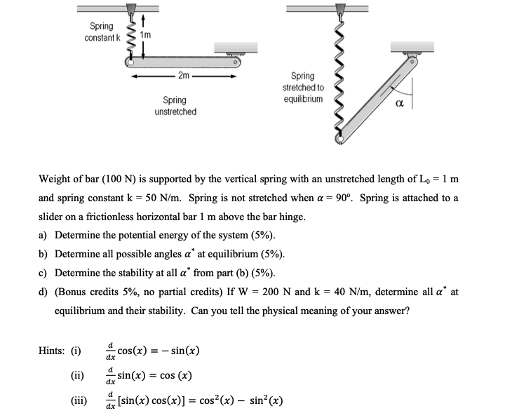 Solved Spring constant 1m 2m Spring stretched to equilibrium | Chegg.com