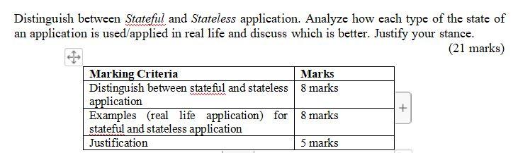 Solved Distinguish between Stateful and Stateless | Chegg.com