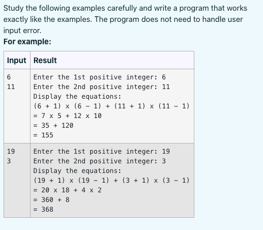 Solved Study the following examples carefully and write a | Chegg.com