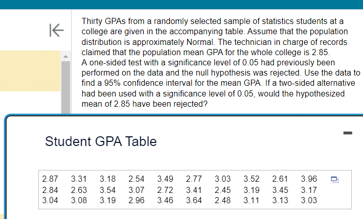 Solved Student GPA Table The test statistic is (Round to | Chegg.com