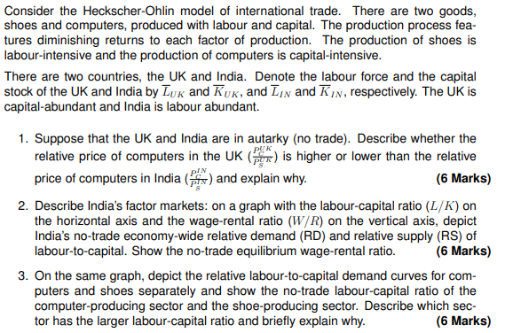 Solved Consider the Heckscher-Ohlin model of international | Chegg.com