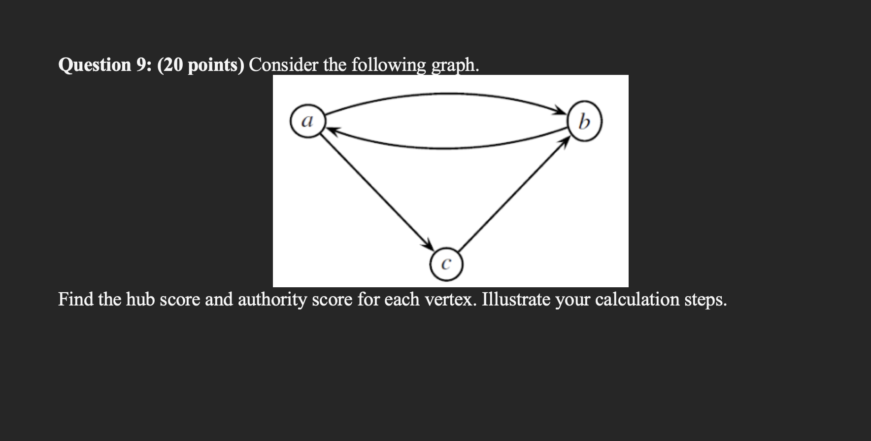 Solved Question 9: (20 points) Consider the following graph. | Chegg.com