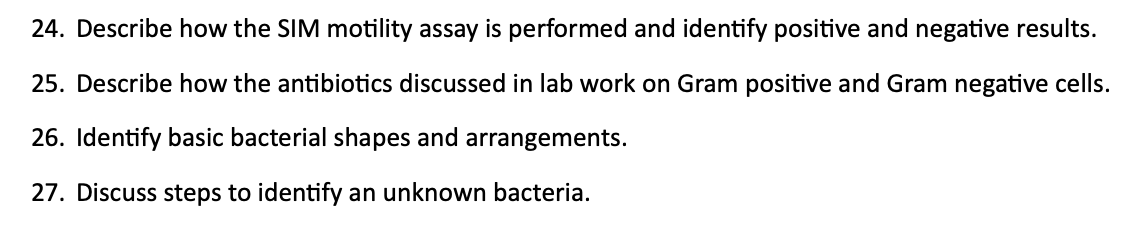 Solved 24. Describe how the SIM motility assay is performed | Chegg.com