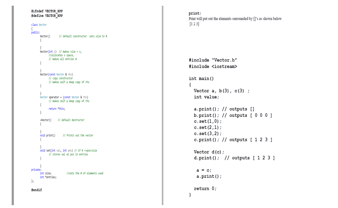 Solved Ifndef Vectorhpp Define Vectorhpp Print Print 5988