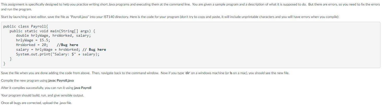 Solved and run the program. public class Payroll\{ public | Chegg.com