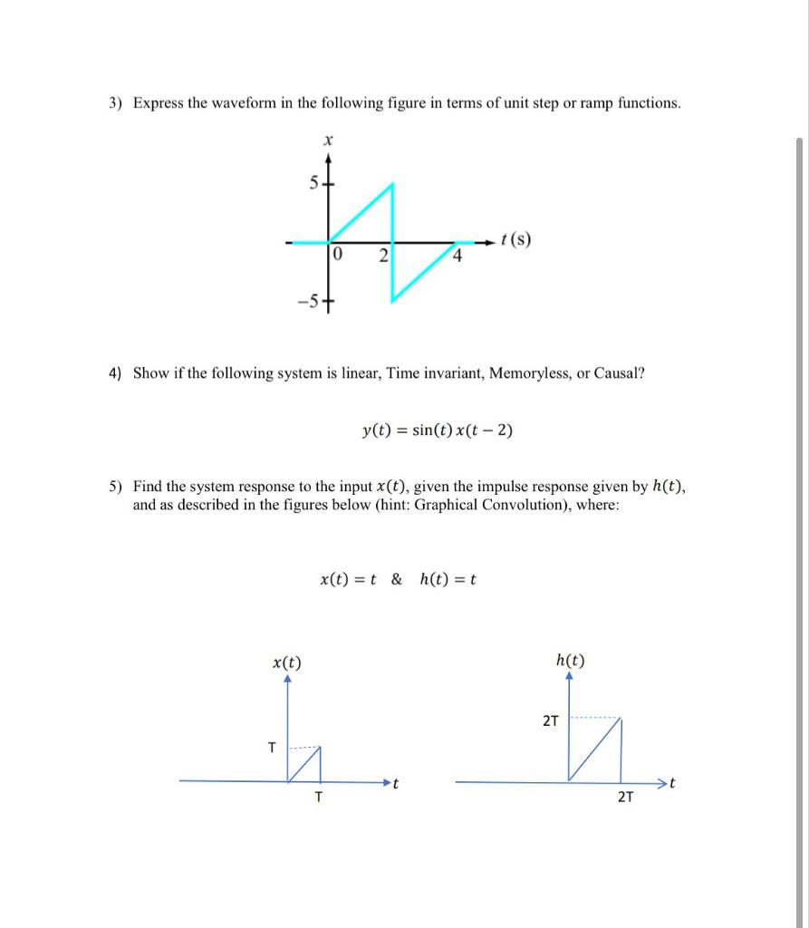 Solved 3) Express the waveform in the following figure in | Chegg.com