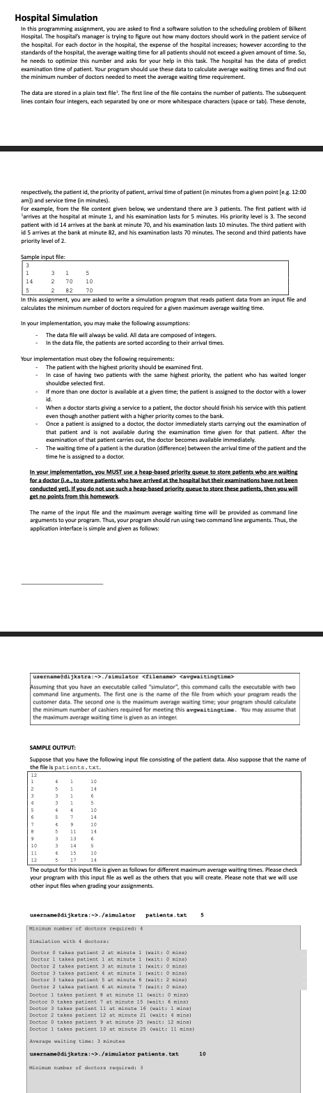 Solved Hospital SimulationIn this programming assignment, | Chegg.com