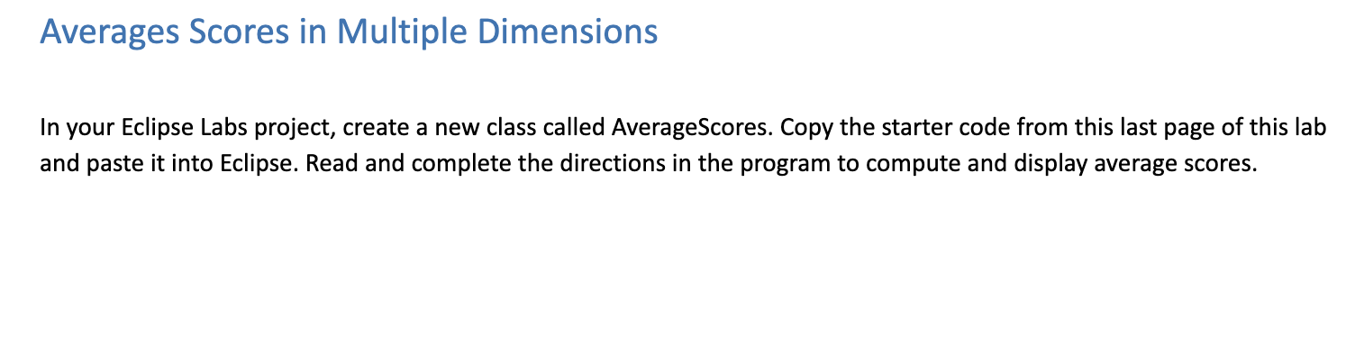 Solved Averages Scores in Multiple Dimensions In your | Chegg.com