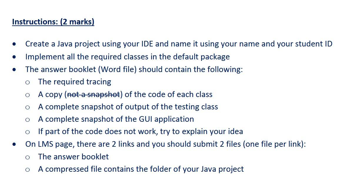 Java Project: (95 marks) Overview: Training Center in | Chegg.com