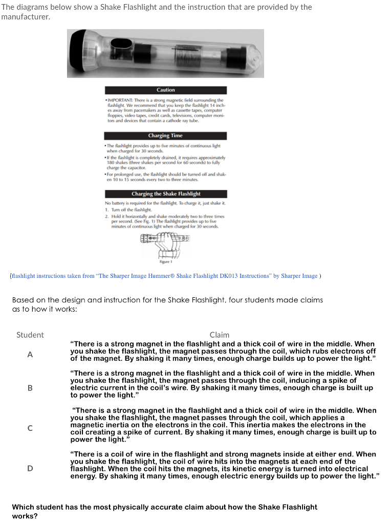 Solved The diagrams below show a Shake Flashlight and the | Chegg.com