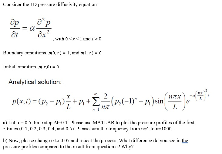 Solved Consider the 1D pressure diffusivity equation: др Op | Chegg.com