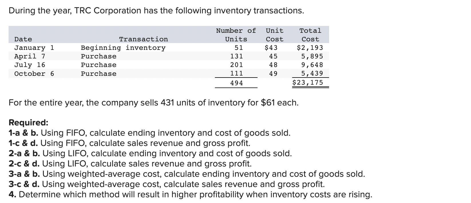 Solved During the year, TRC Corporation has the following | Chegg.com