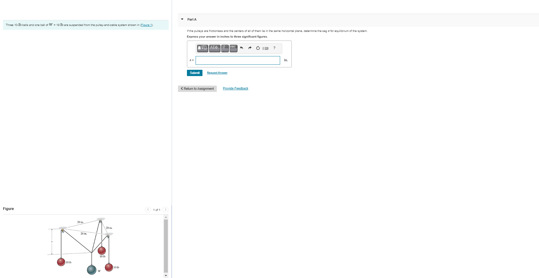 Solved Three 10−lb balls and one ball of W=19lb are | Chegg.com