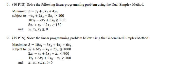 Solved 1. (10 PTS) Solve the following linear programming | Chegg.com