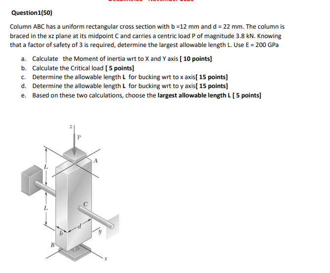 Solved Column ABC has a uniform rectangular cross section | Chegg.com