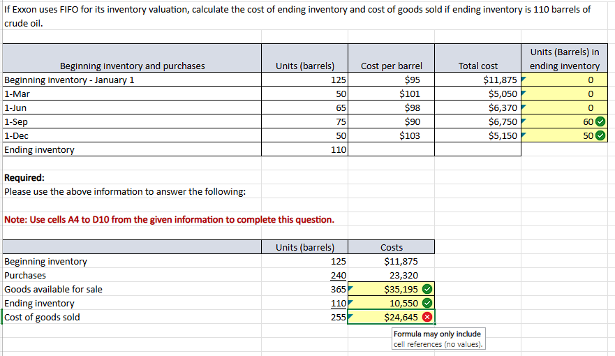 If Exxon uses FIFO for its inventory valuation, | Chegg.com