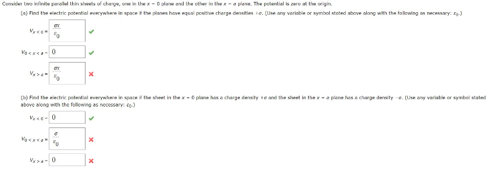 Solved Consider two infinite parallel thin sheets o charge, | Chegg.com