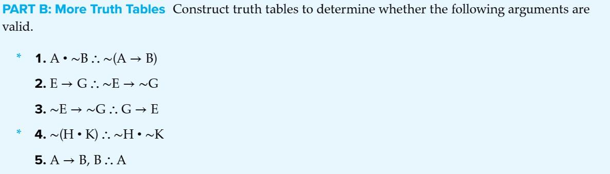Solved PART B: More Truth Tables Construct truth tables to | Chegg.com
