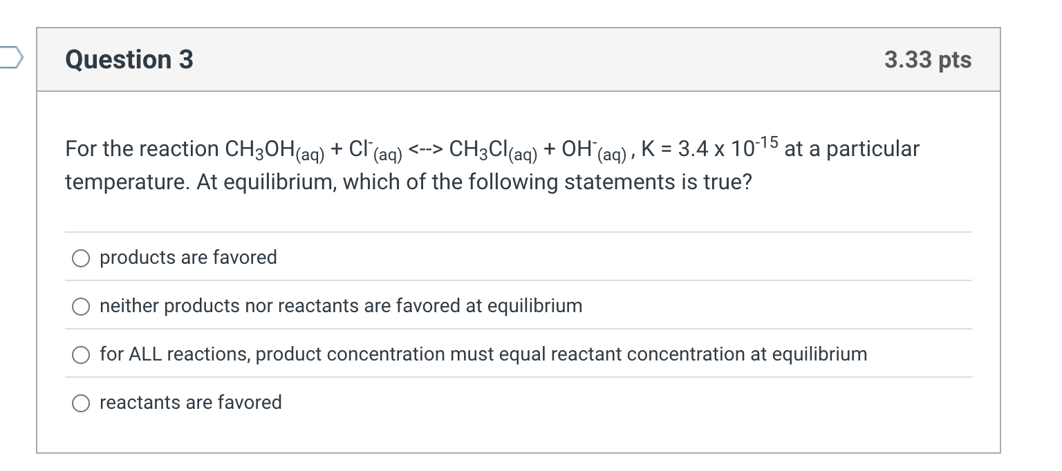 Solved Question 33.33 ﻿pts temperature. At equilibrium, | Chegg.com