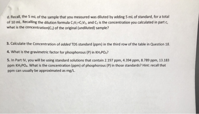 Solved 2. In the analysis of total dissolved solids, you'll | Chegg.com