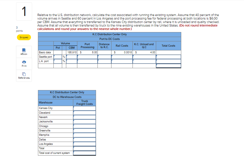 Relative to the U.S. distribution network, calculate | Chegg.com