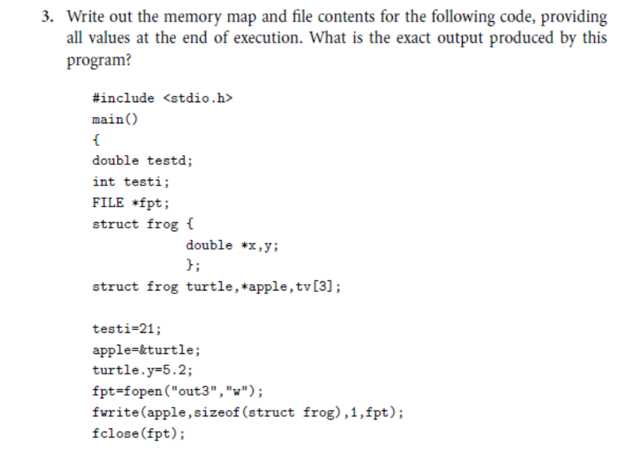 Solved 3. Write out the memory map and file contents for the | Chegg.com