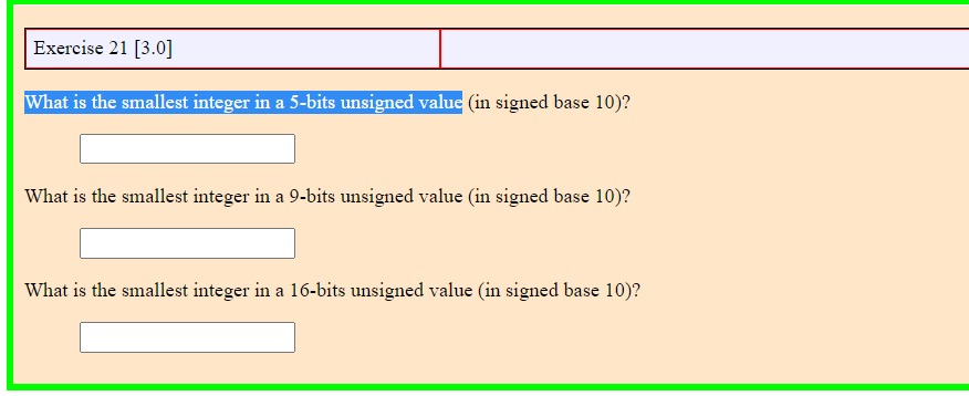 Exercise 21 [3.0] What is the smallest integer in a | Chegg.com