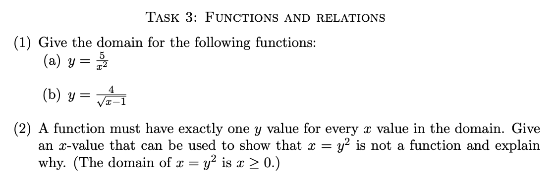 Solved (1) Give the domain for the following functions: (a) | Chegg.com
