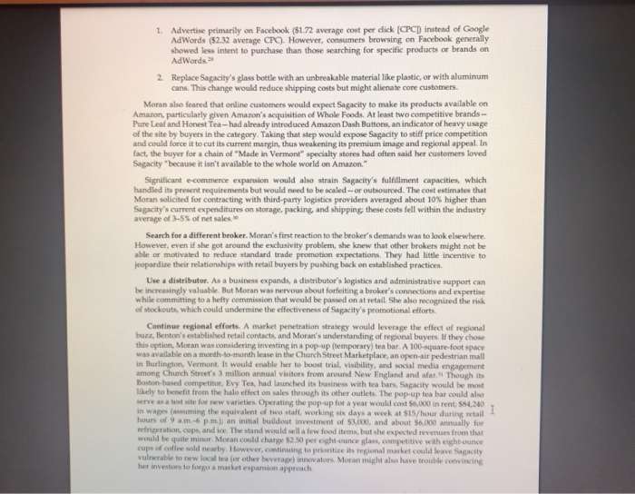 Solved JOHN A. QUELCH AMY HANDLIN Sagacity Tea: What | Chegg.com
