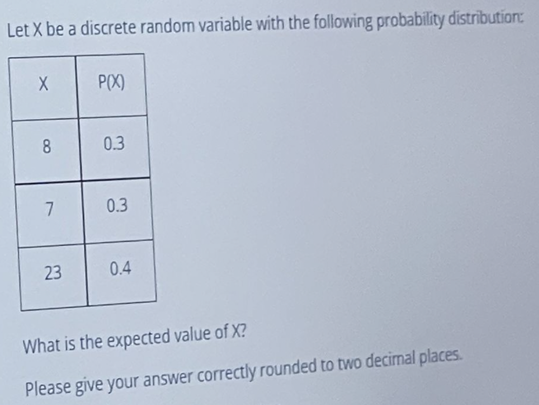 Solved Let X be a discrete random variable with the | Chegg.com